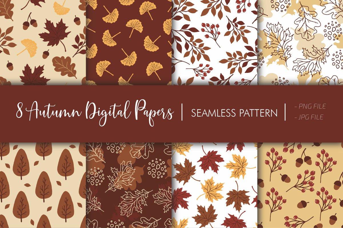 Autumn Digital Papers - Seamless Pattern