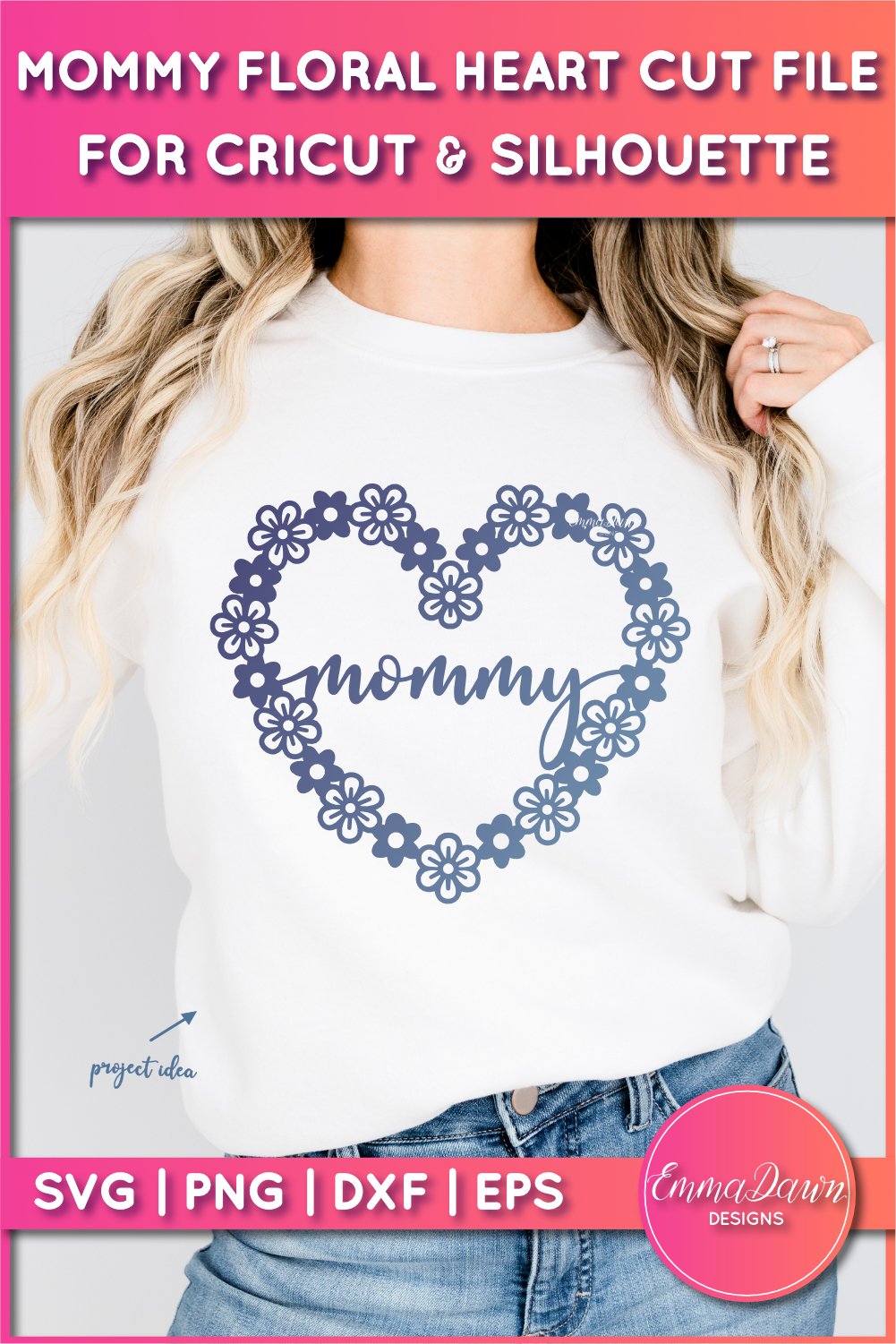 Mommy Floral Heart SVG | Mothers Day Cut File