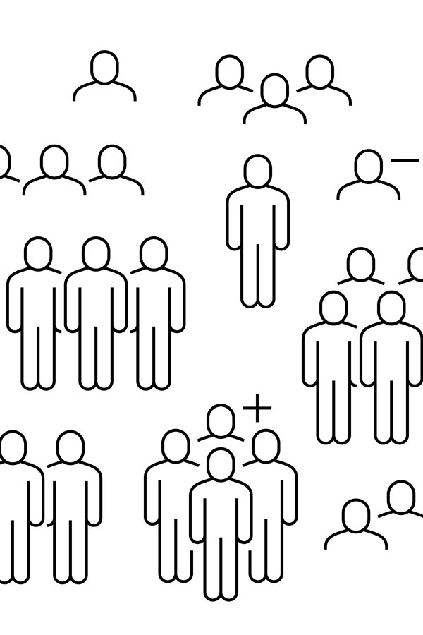 People line icons. Business people groups outline pictograms