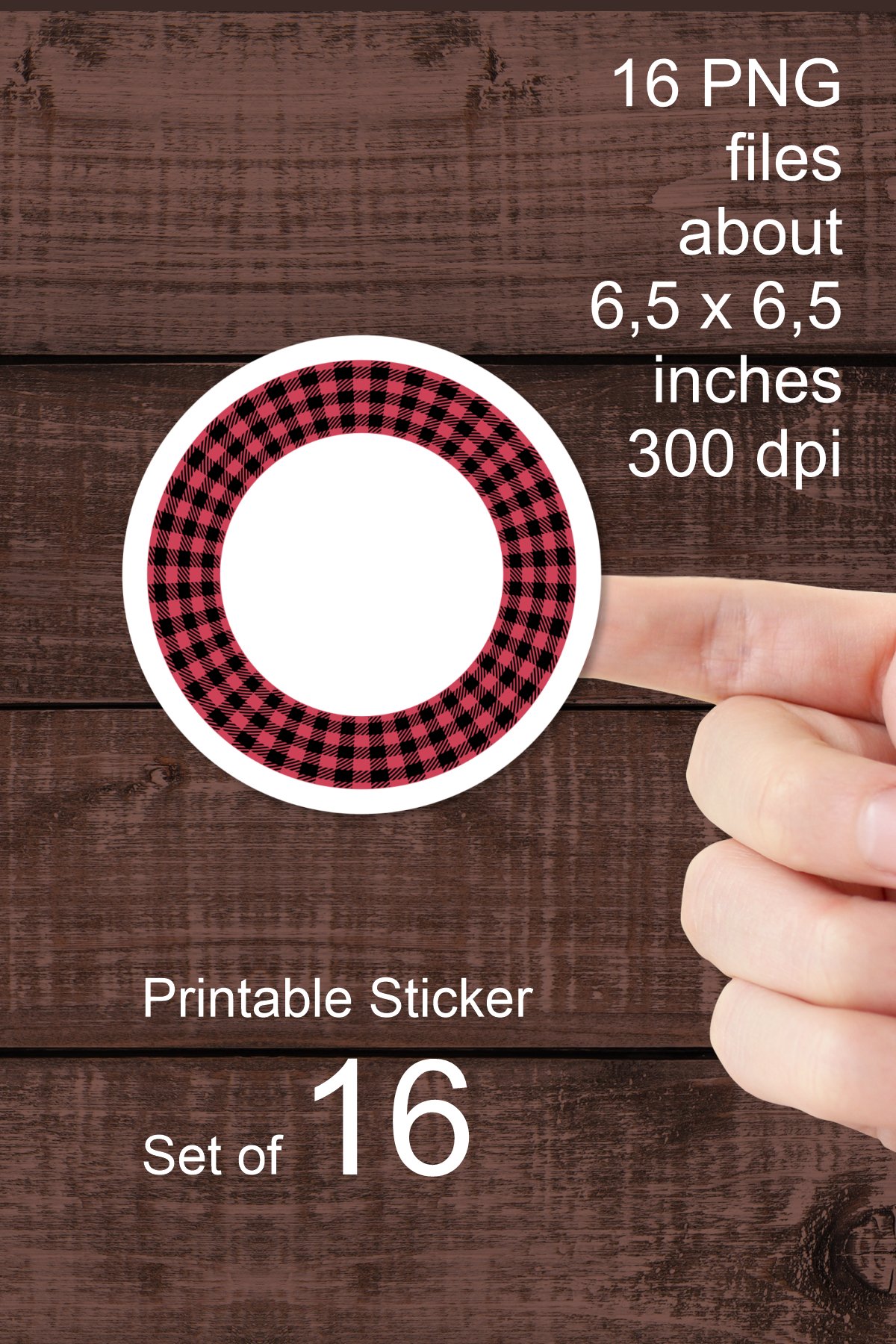 Buffalo Plaid Round Blank Stickers Set of 16 in Fall Colors