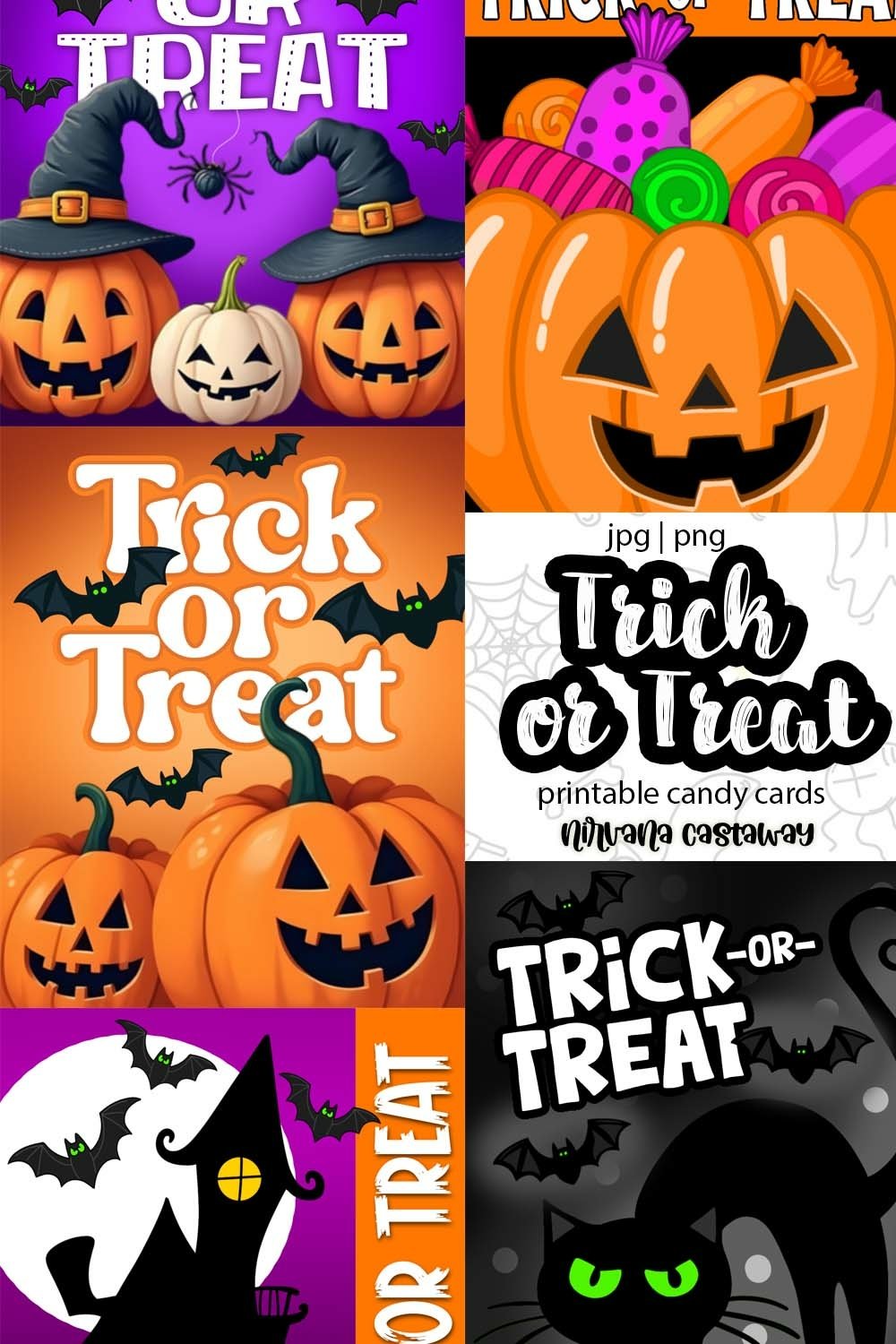 Printable Trick or Treat Candy Cards JPG PNG