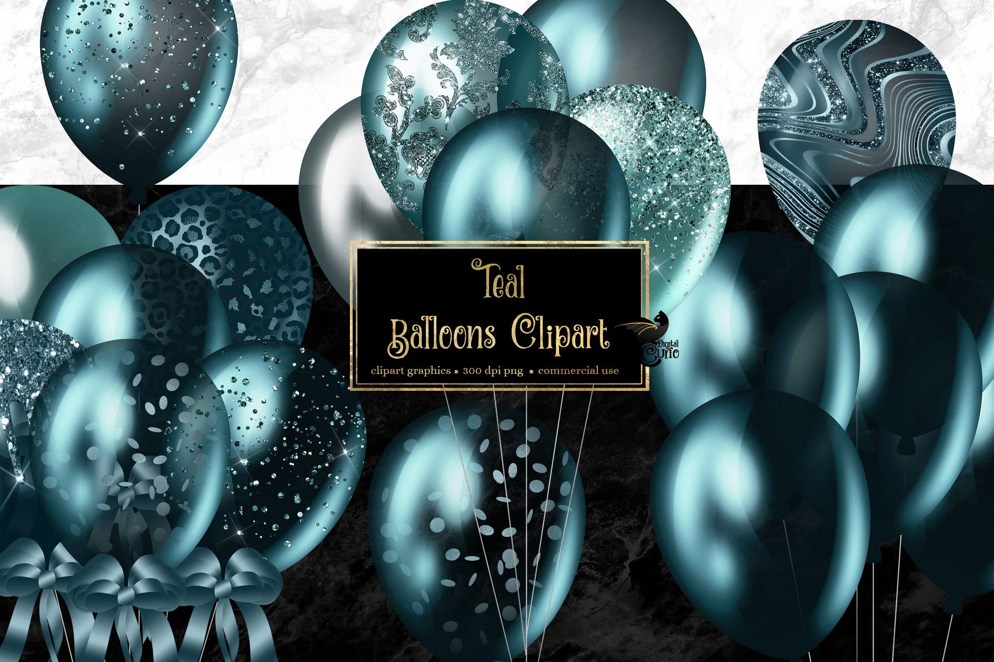 Teal Balloons Clipart
