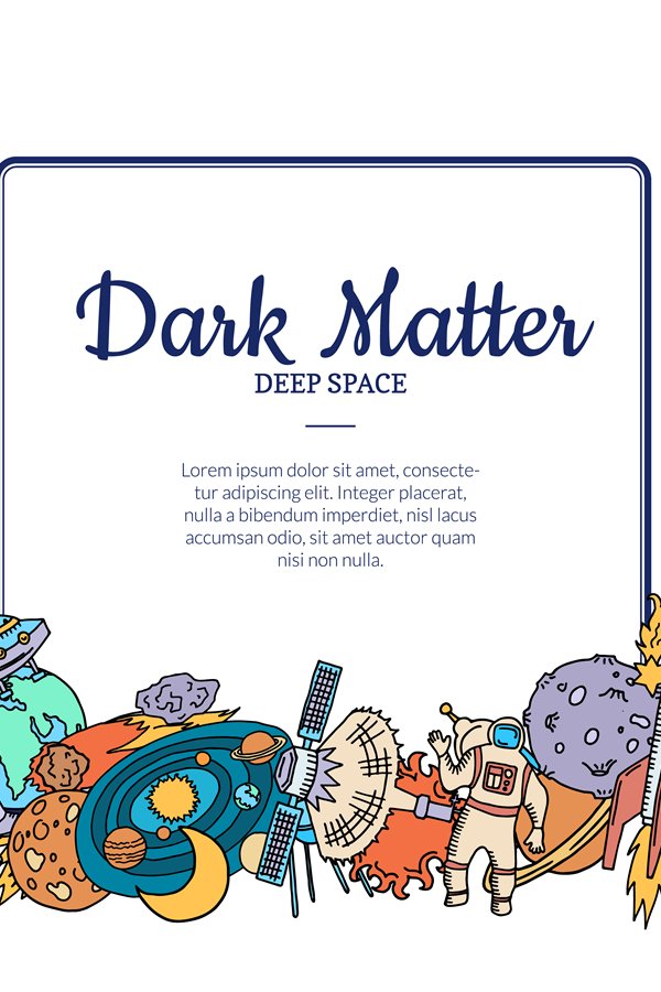 Space and Astronautics text frame. Vector hand drawn space u
