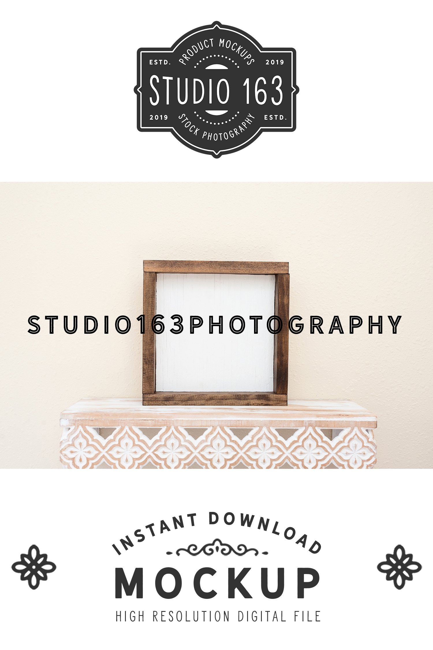 8x8 Wood Sign Mockup, Wood Frame Photo, JPEG (1175706)