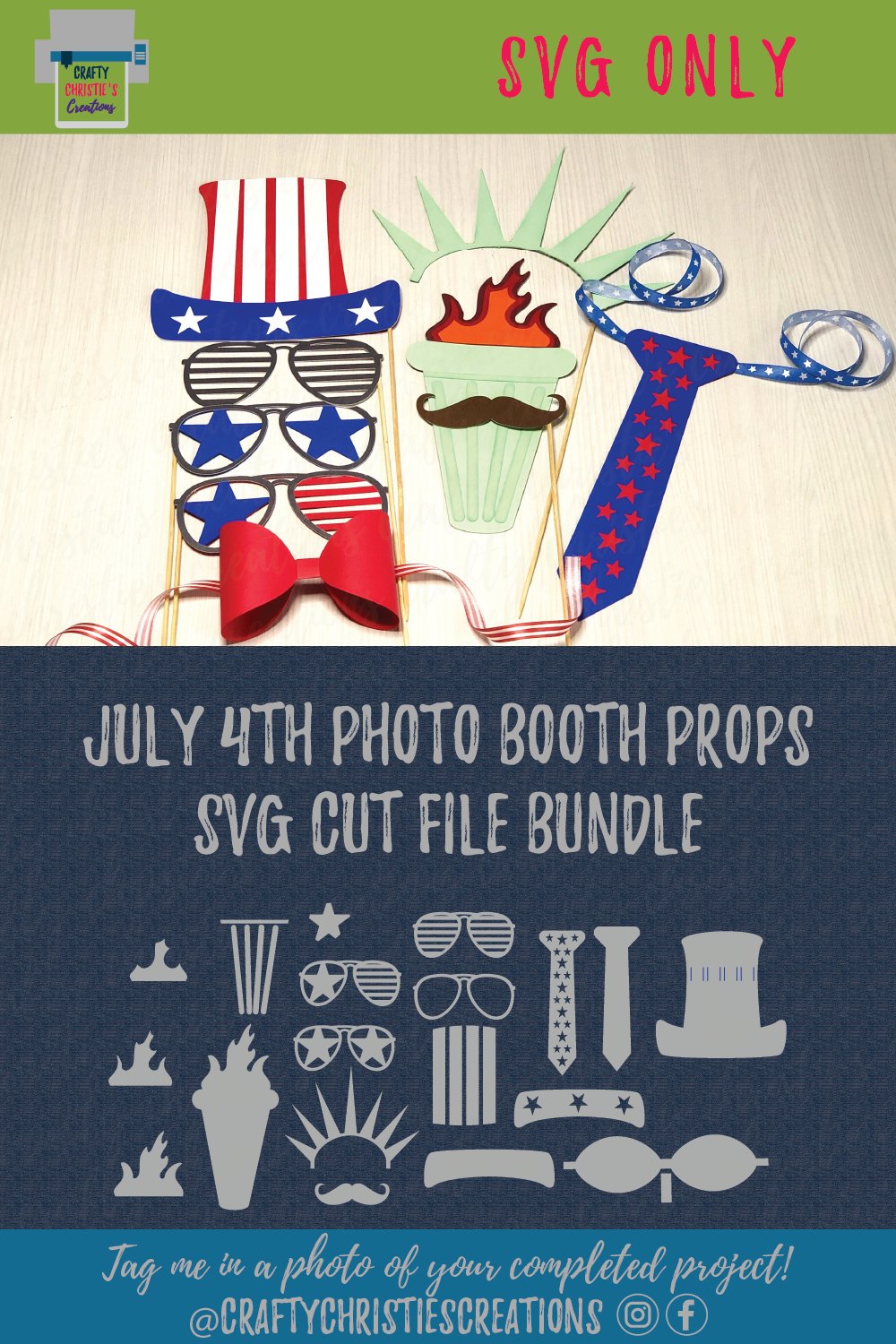 4th of July Photo Booth Props SVG Bundle
