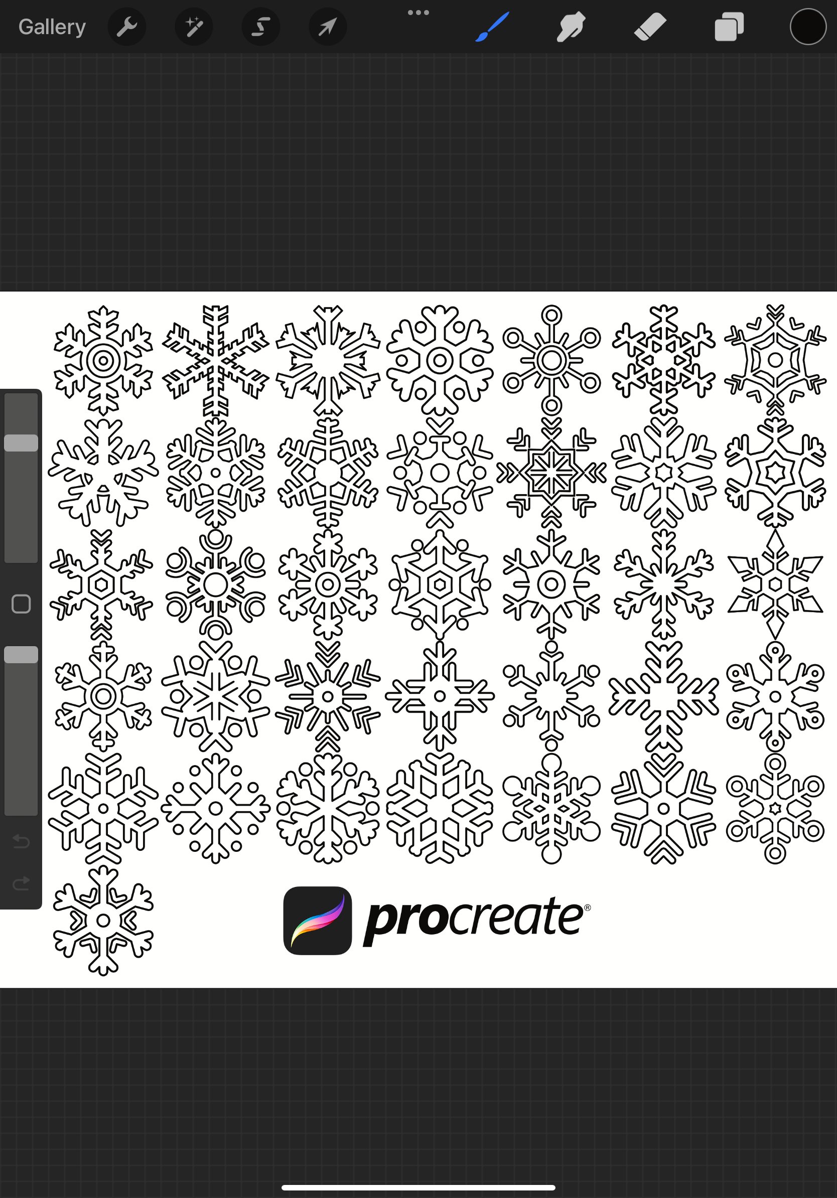Winter Snowflake Procreate Brush Stamp Set 3, 36 Xmas Flakes