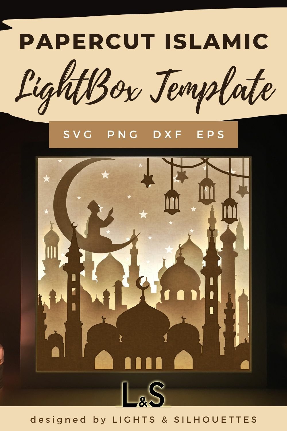 Layered Islamic Shadow Box Svg | Ramadan Light Box Template