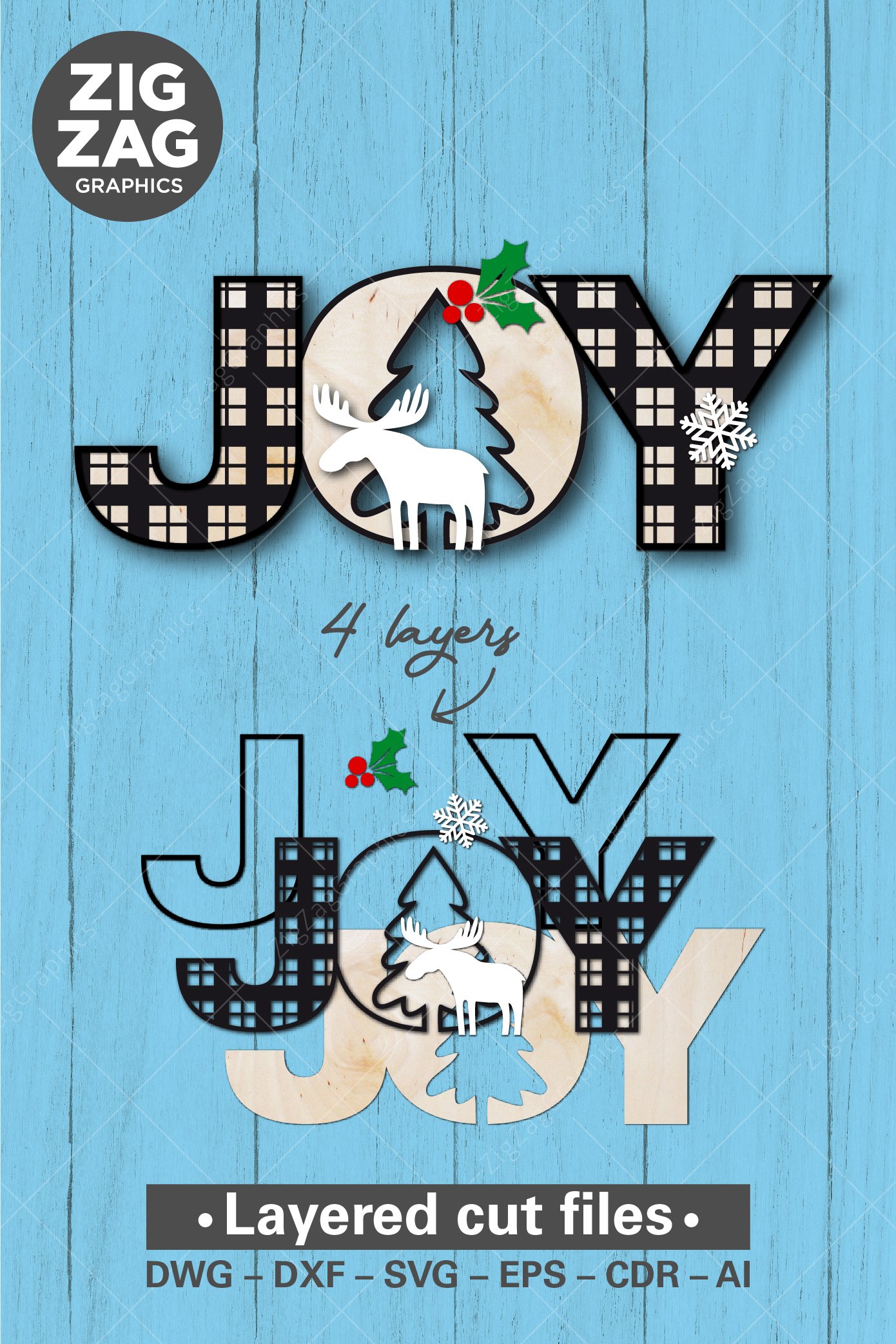 3D Layered Christmas sign svg cut file