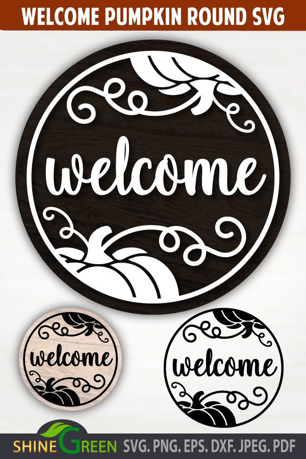 Fall SVG Round Sign Welcome Pumpkin Sign for Home Farmhouse