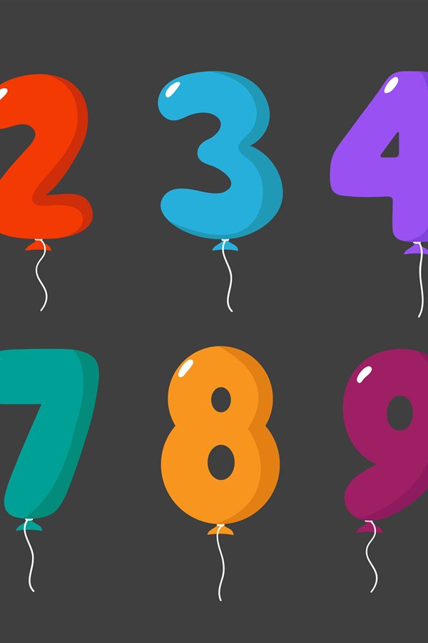 Cartoon balloon numbers for birthday fun kids party celebrat