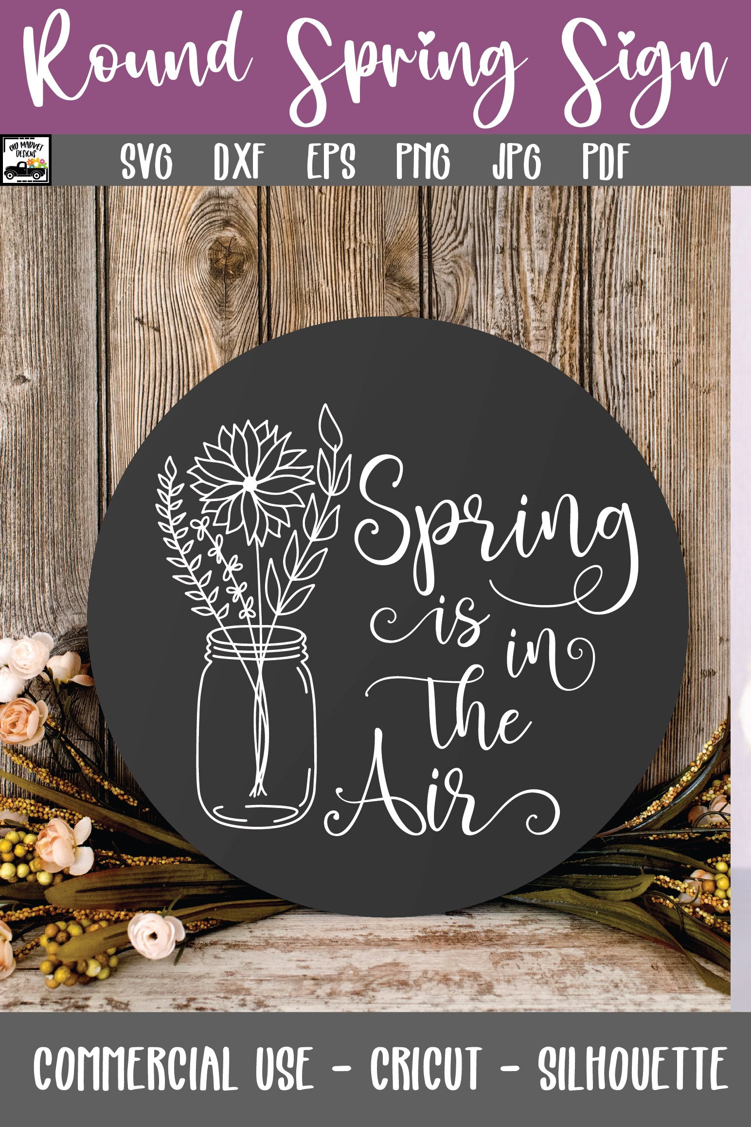 Spring is in the Air SVG File | Round Door Sign SVG File