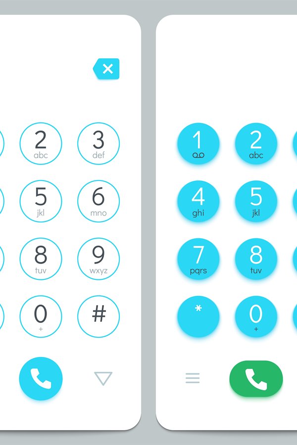 Phone keypad. Smartphone screen keyboard with numbers. Isola