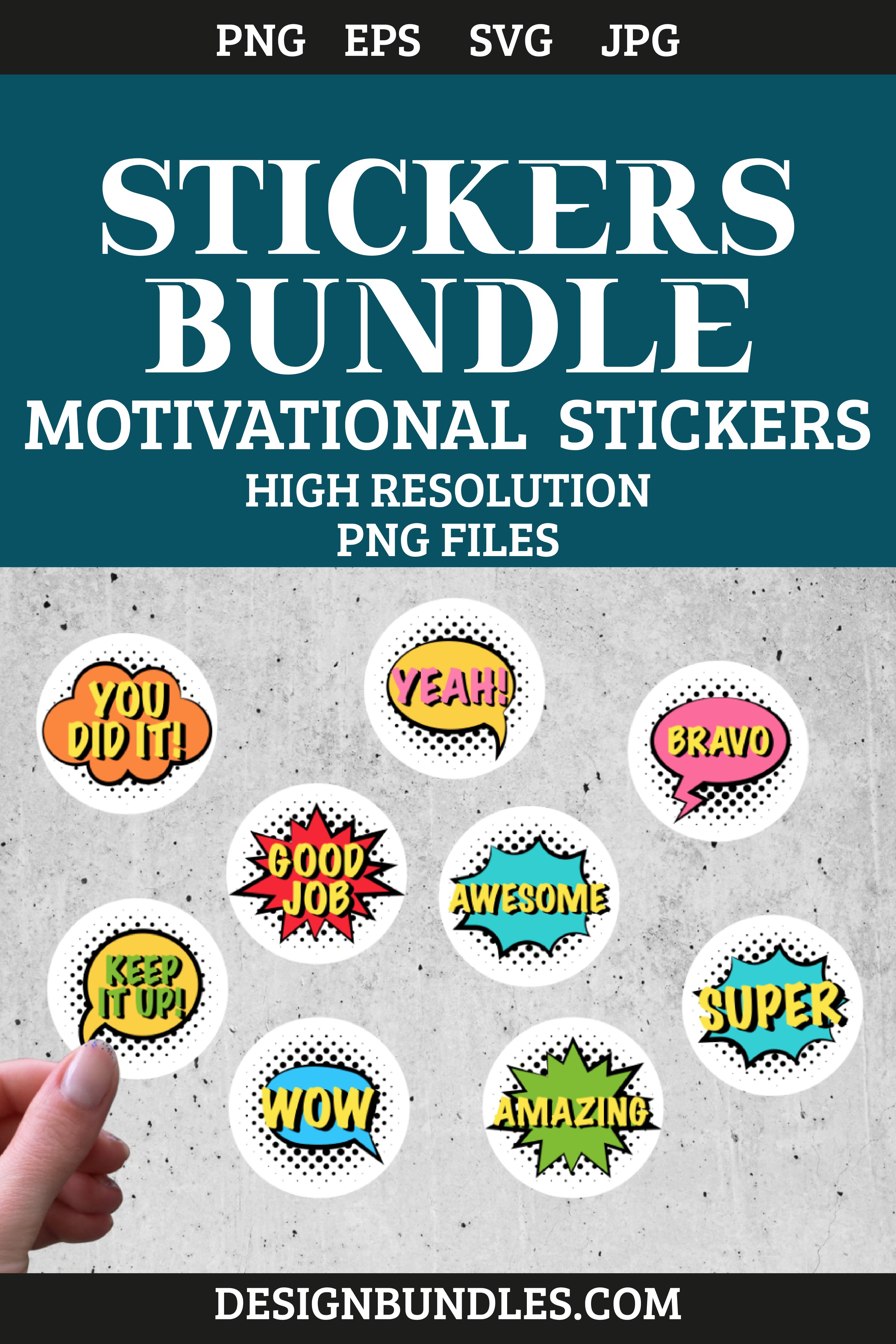 9 Motivational Stickers set, 9 PNGs, stickers for teachers