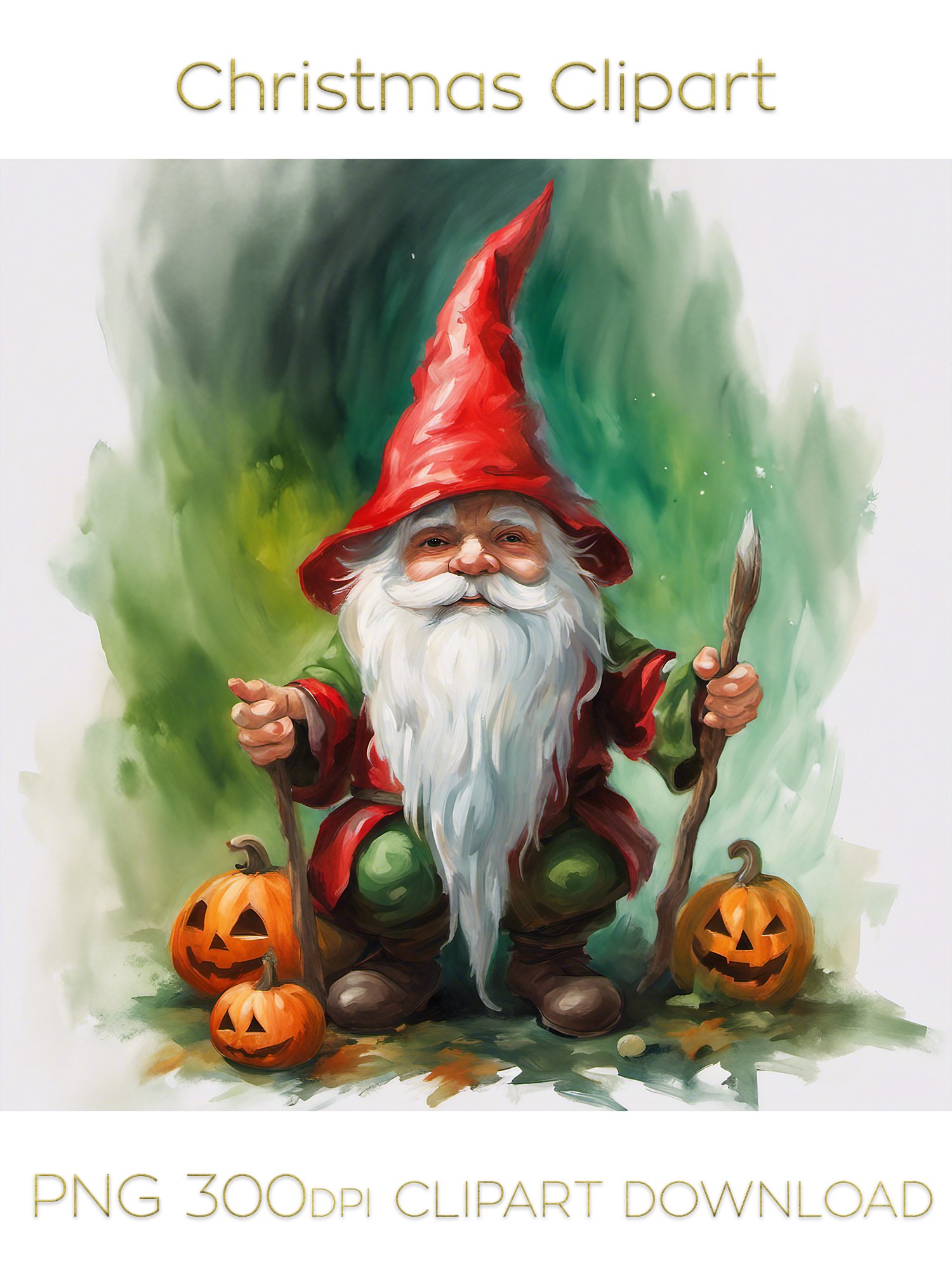 Halloween Gnome Clipart Watercolor gnomes pumpkin (2812265)