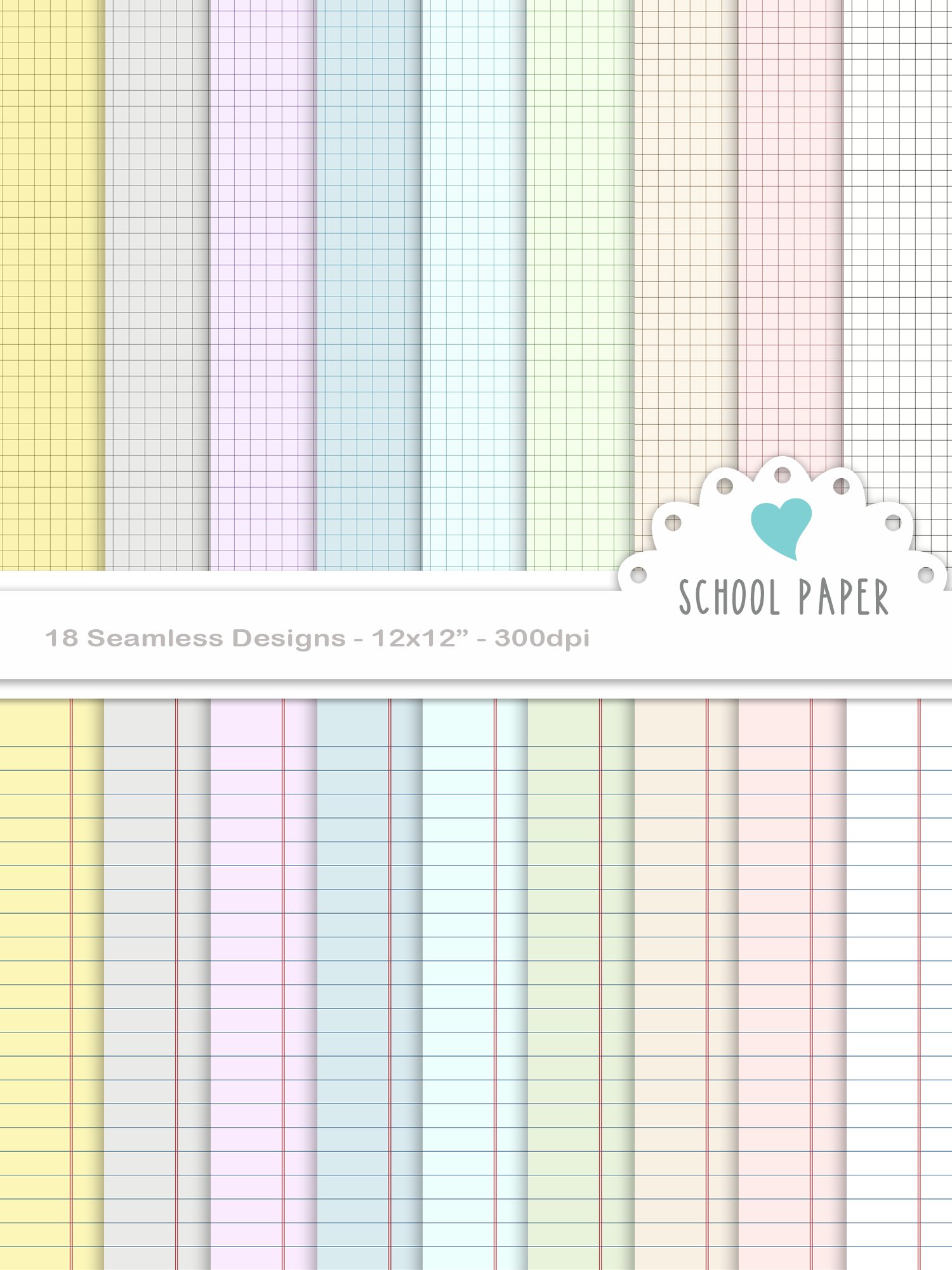 School paper, seamless paper pattern, scrapbook backgroun
