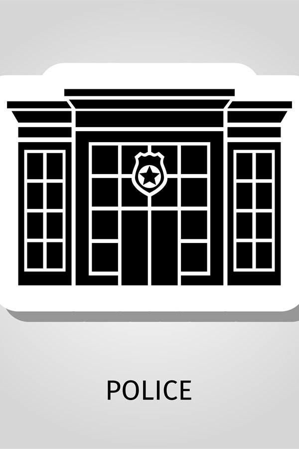 Police building black sticker