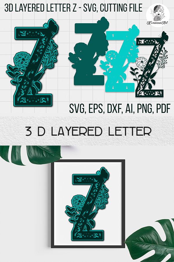 3D Layered SVG / 3D letter Z SVG / Letter Z Cut File.