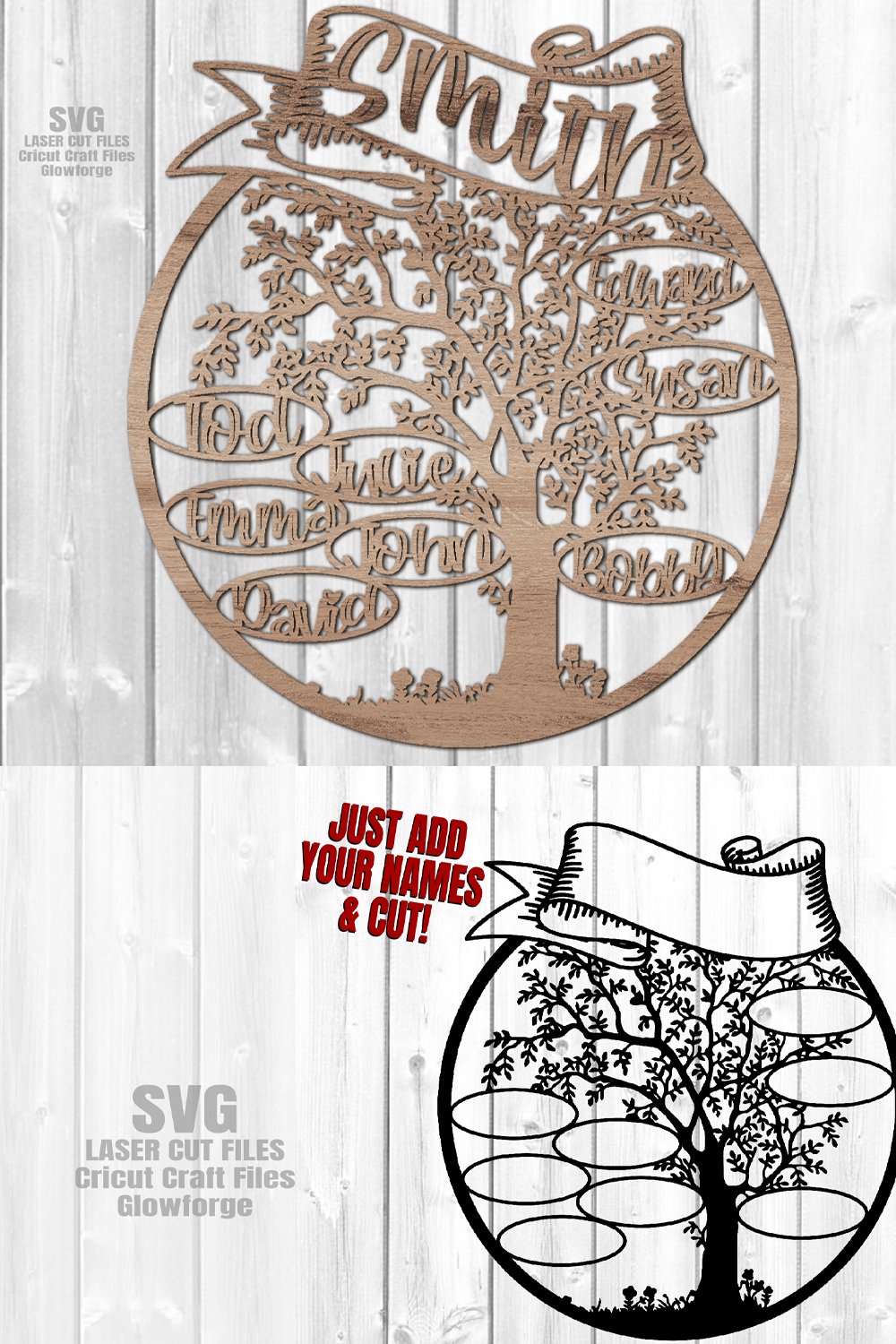 Family Tree SVG | Monogram Family Tree Sign | Laser Files