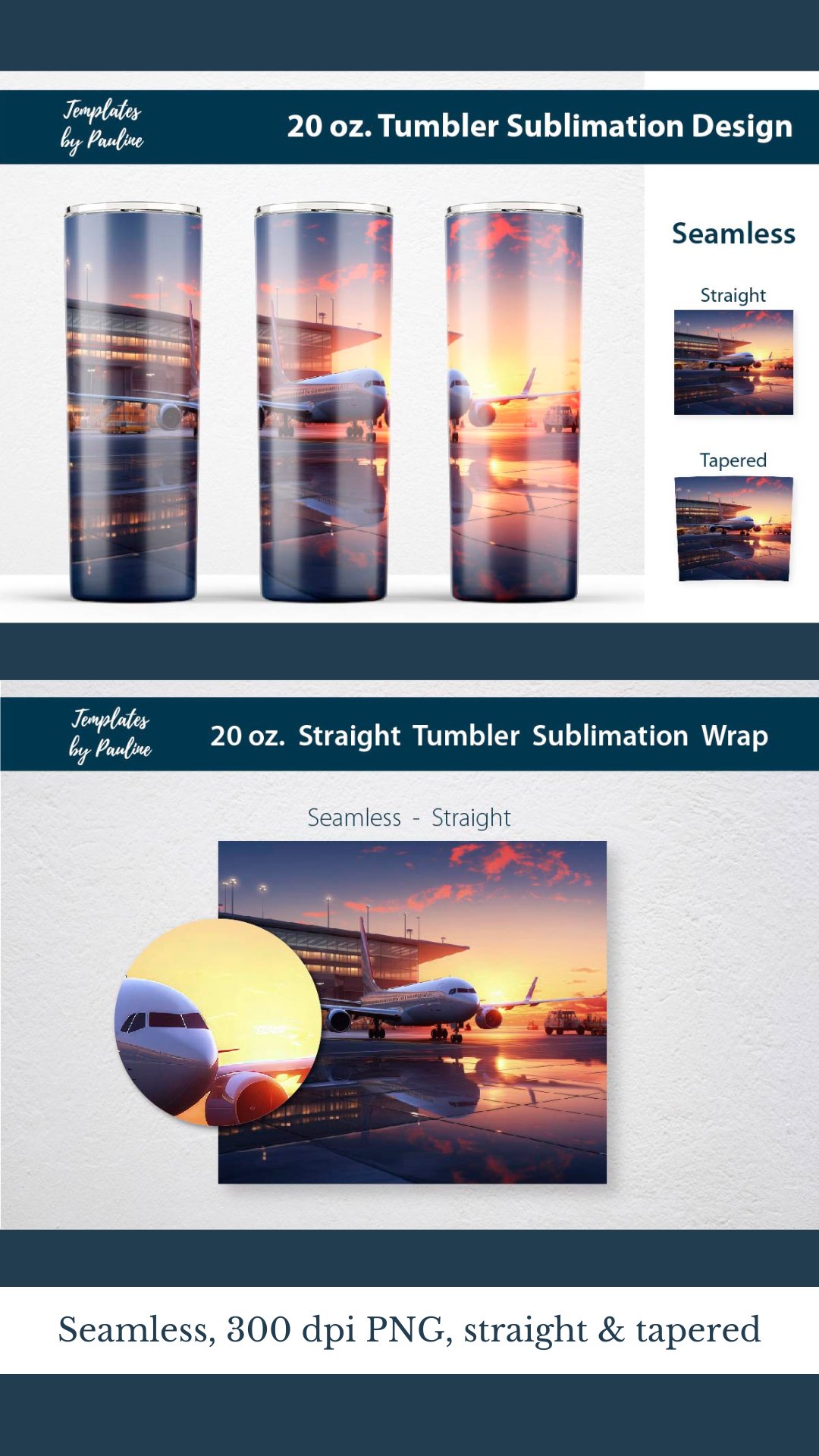 Airplane Skinny Tumbler Wrap for Travel Sublimation