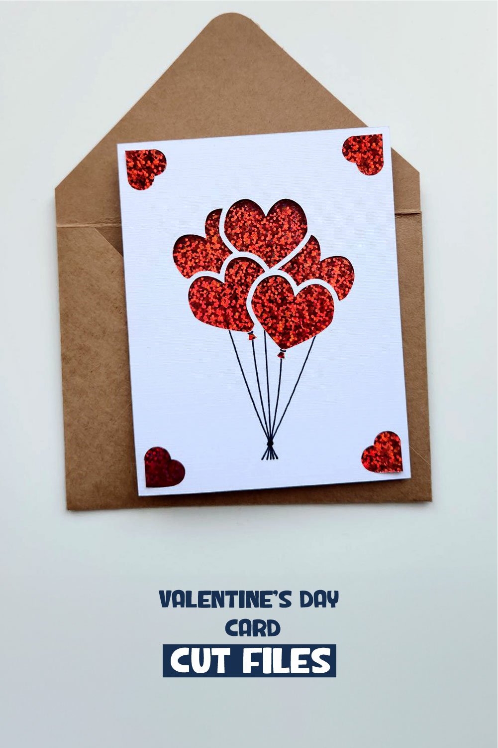 Happy Valentines Day Insert Card | Heart Balloons SVG Design
