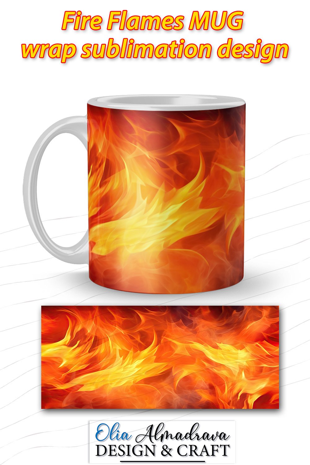 Mug Wrap Bundle| 3D Fire Flames Mug Sublimation Designs PNG