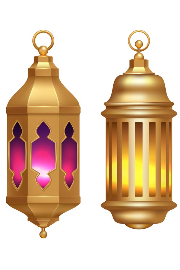 Ramadan lanterns. Muslim islamic vintage lamps 3d realistic