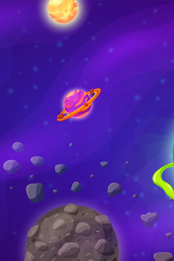 Space and planet background. Cartoon galaxy, universe landsc