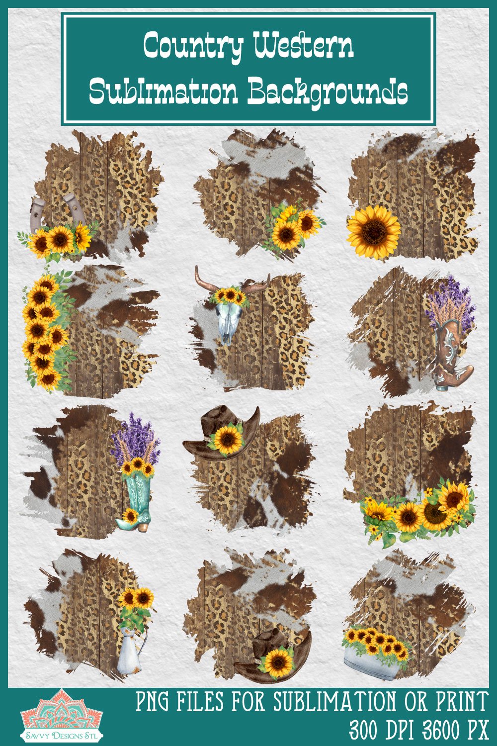 Western Leopard & Cowhide | Sublimation Background Bundle