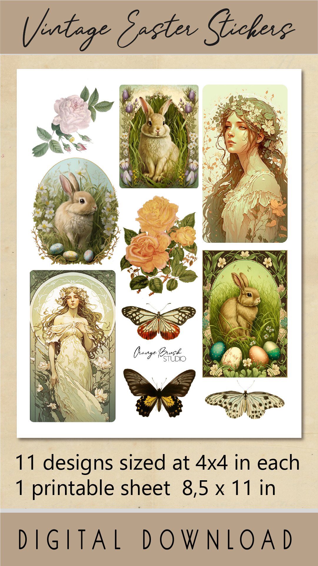 Easter Digital Stickers Bundle Easter Ephemera Scrapbooking