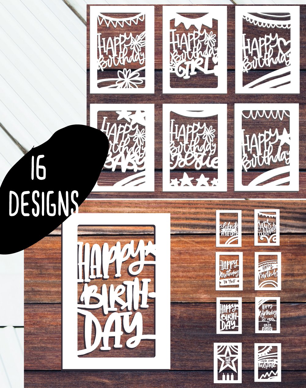 Happy birthday card MEGA bundle. Paper cut files