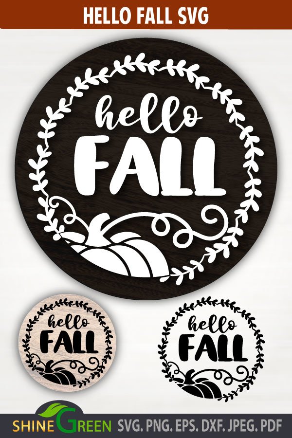 Fall SVG Round Sign - Hello Fall, Pumpkin Floral Monogram