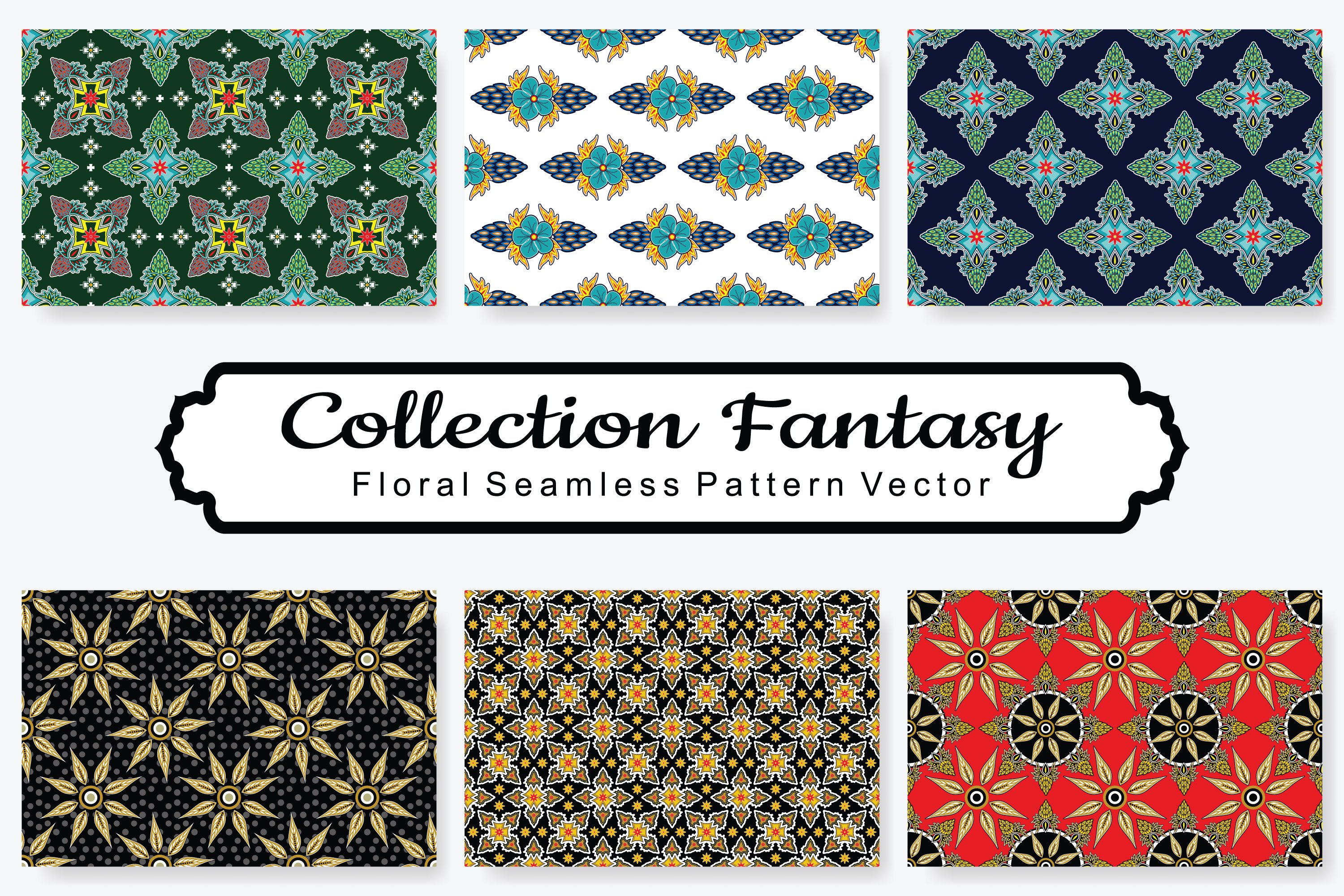 Set Of Fantasy Floral Vector Pattern Vol.6