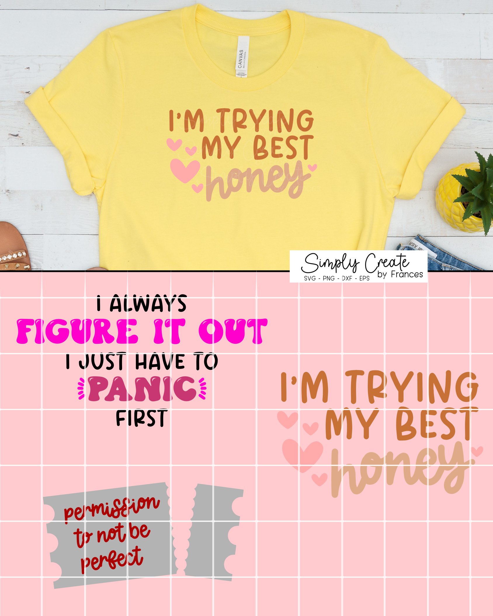 Sassy Sayings Mini SVG Bundle, Funny SVGs, Trying My Best