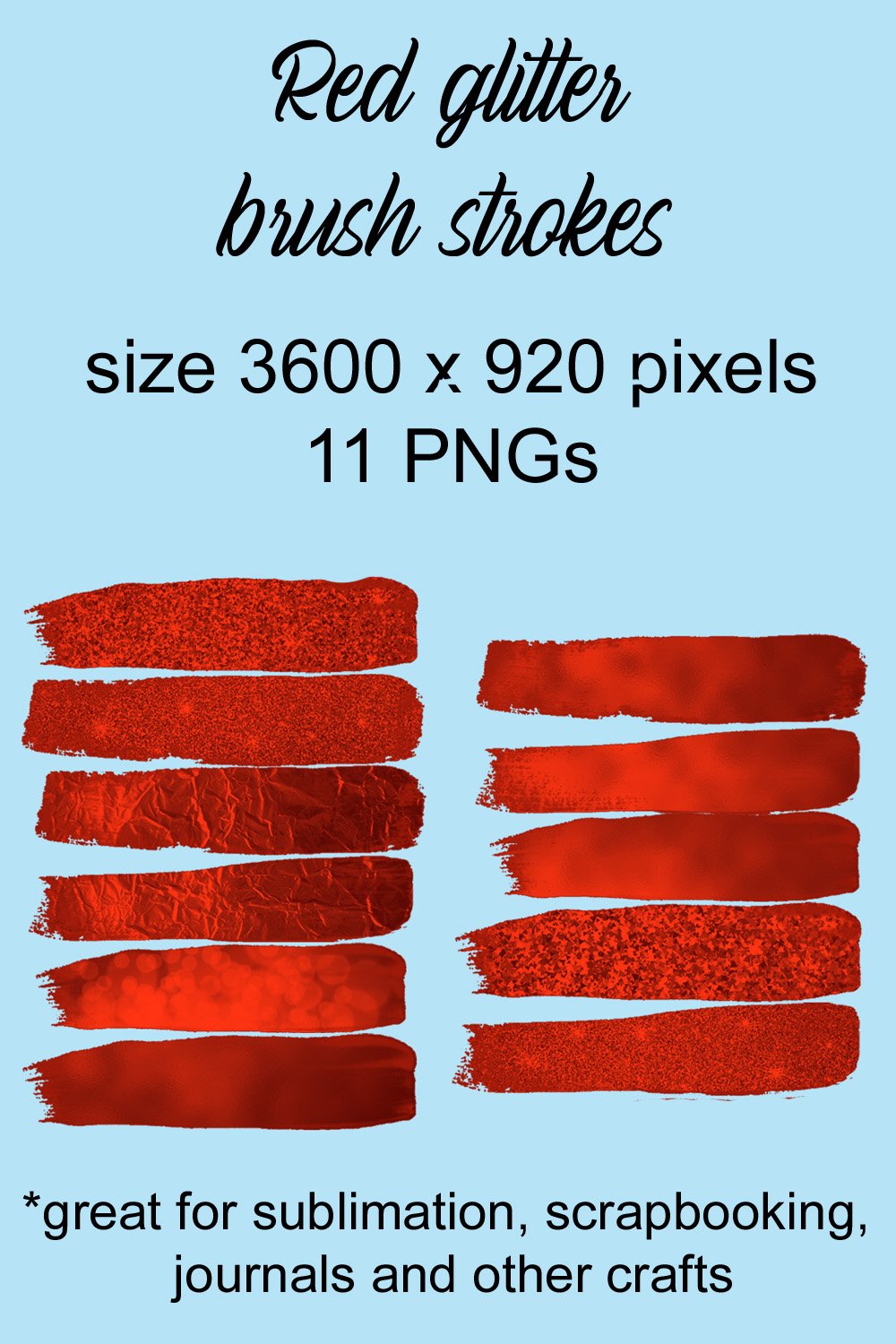 Red glitter brush strokes | Sublimation designs