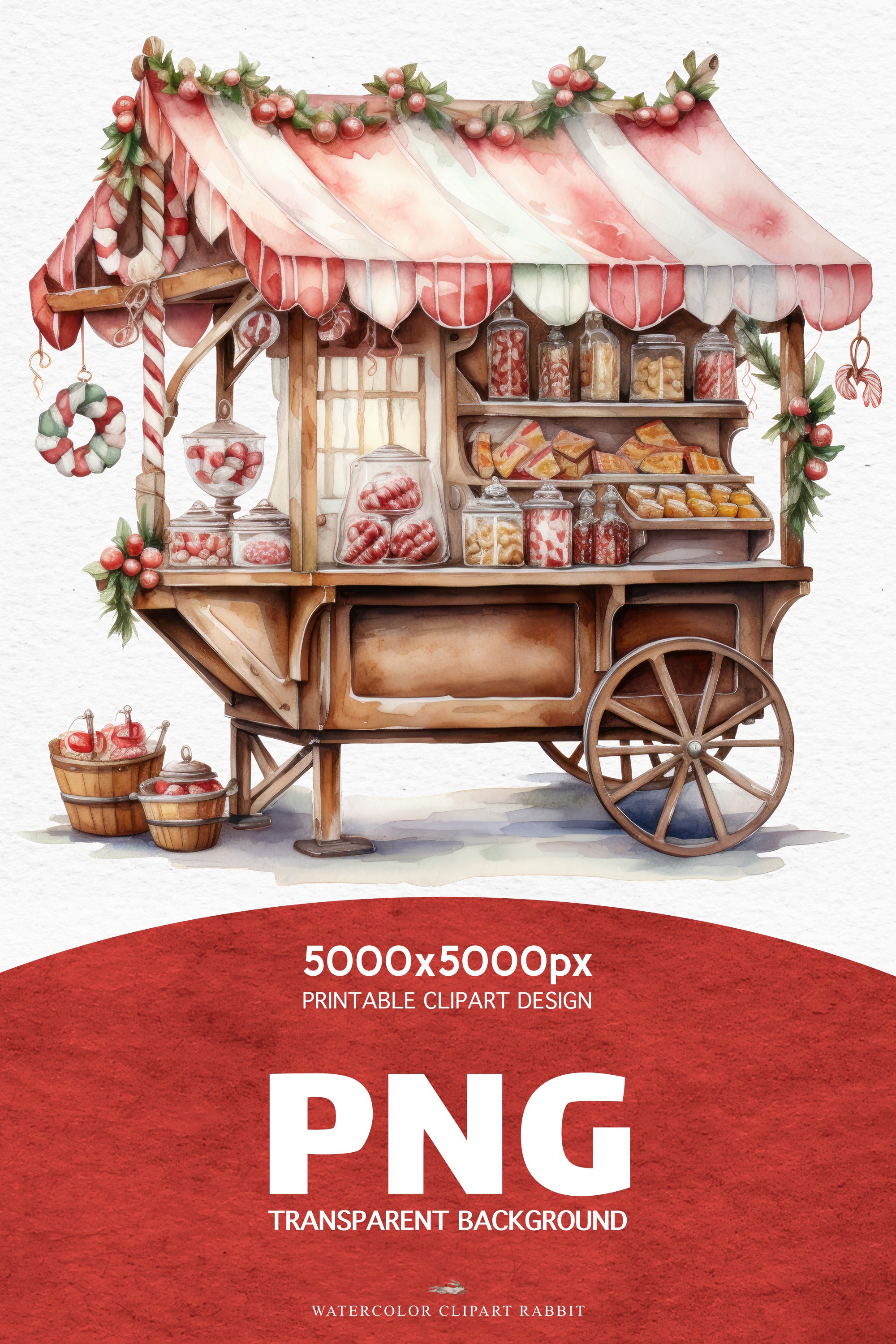 Christmas Vintage Candy Storefront House Winter Shop Clipart
