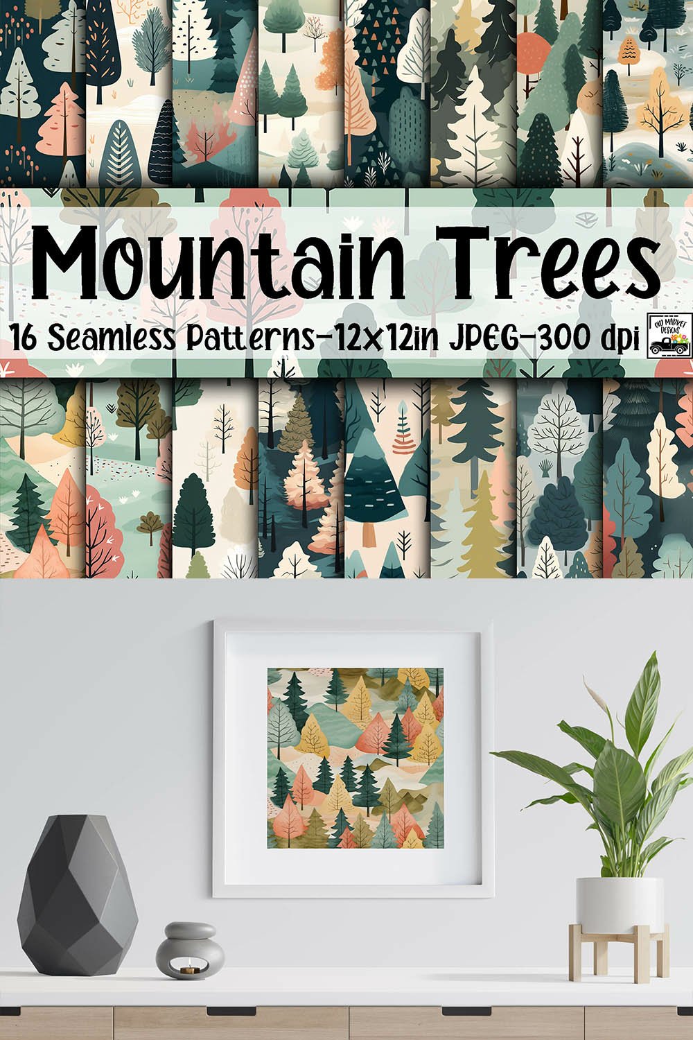 Mountain Trees Digital Paper
