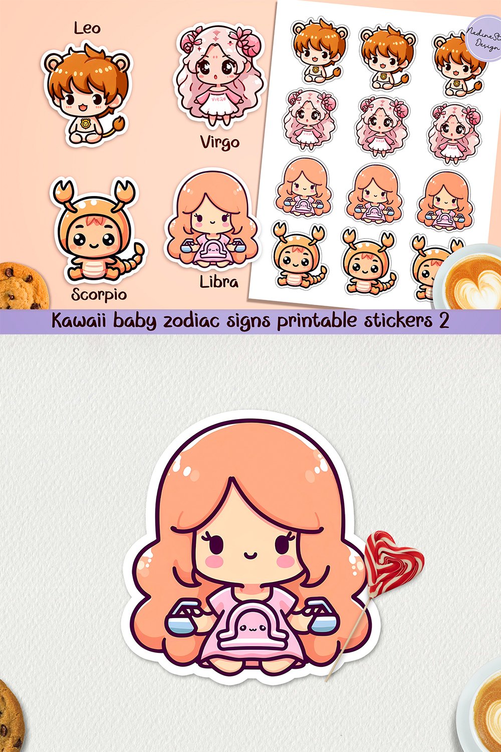 Baby kawaii zodiac signs stickers 2. PNG.