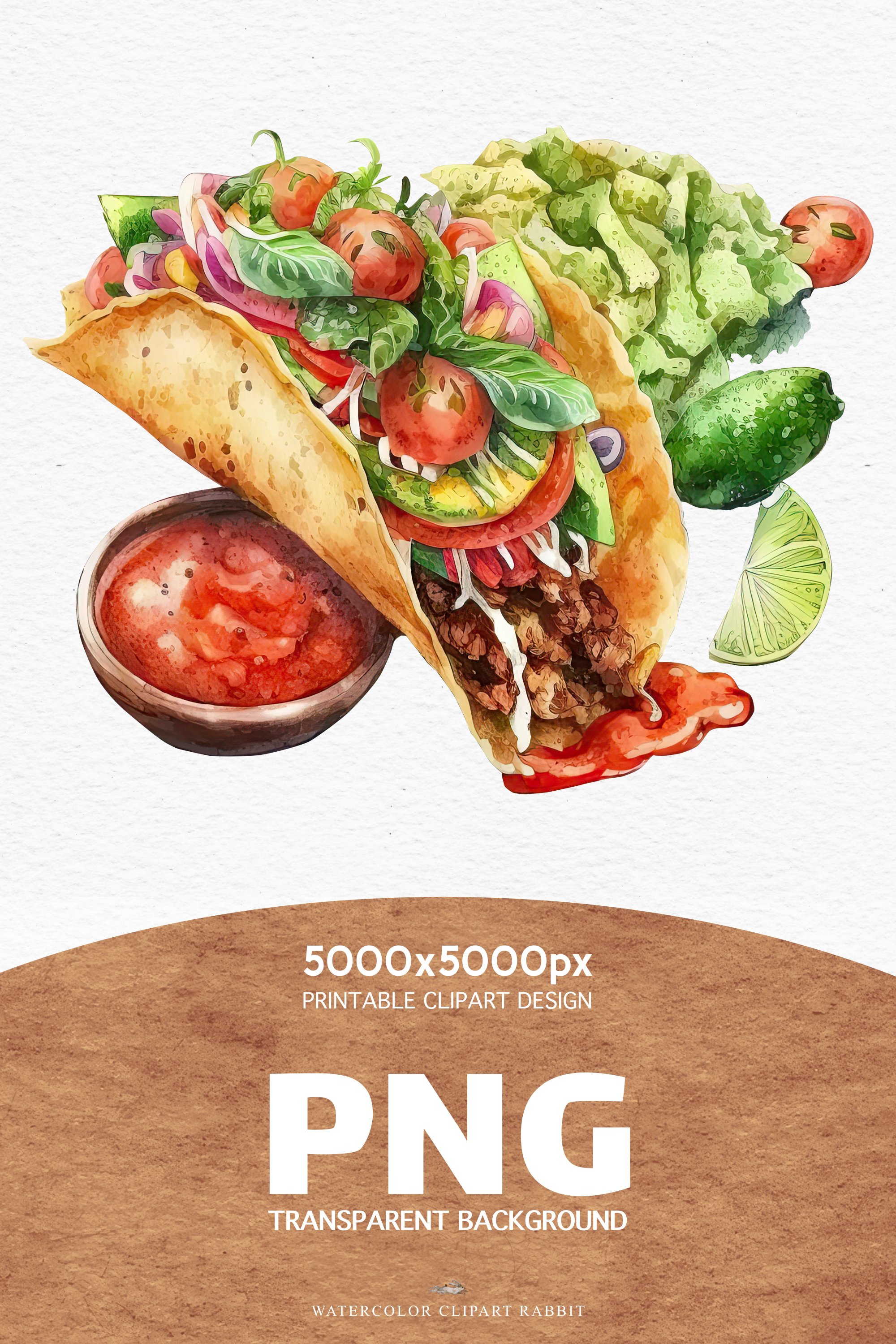 Mexican Food Taco Watercolor Guacamole Burrito Clipart PNG