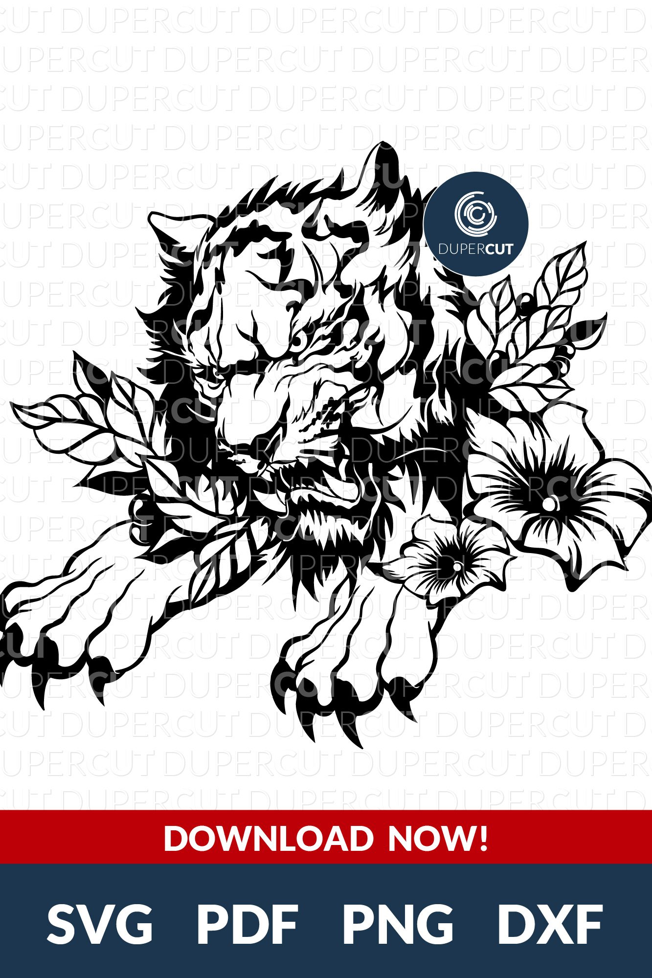 SVG / PDF / DXF Tiger, Cutting Files