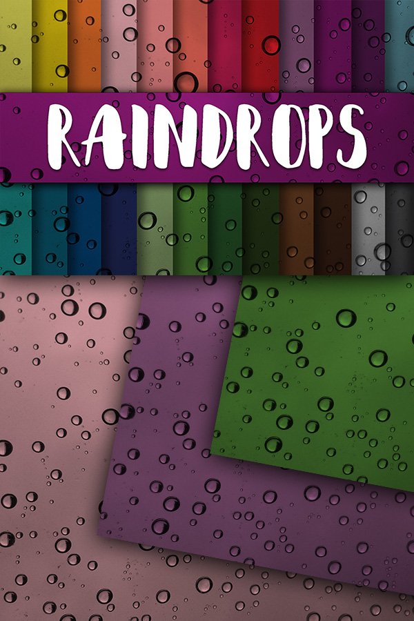 Raindrops Digital Paper Textures