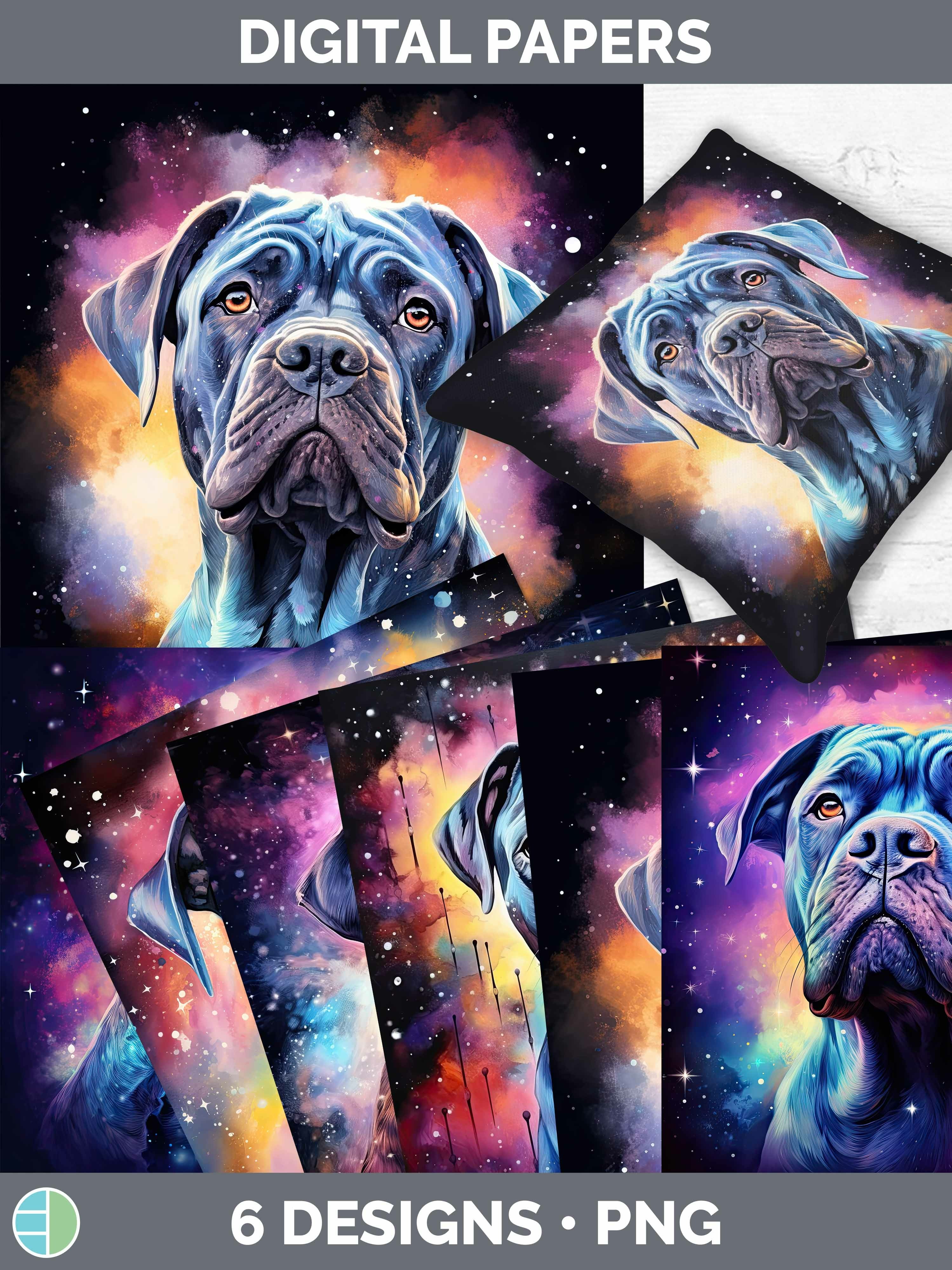 Galaxy Cane Corso Dog Paper Backgrounds | Bundle Digital Scr