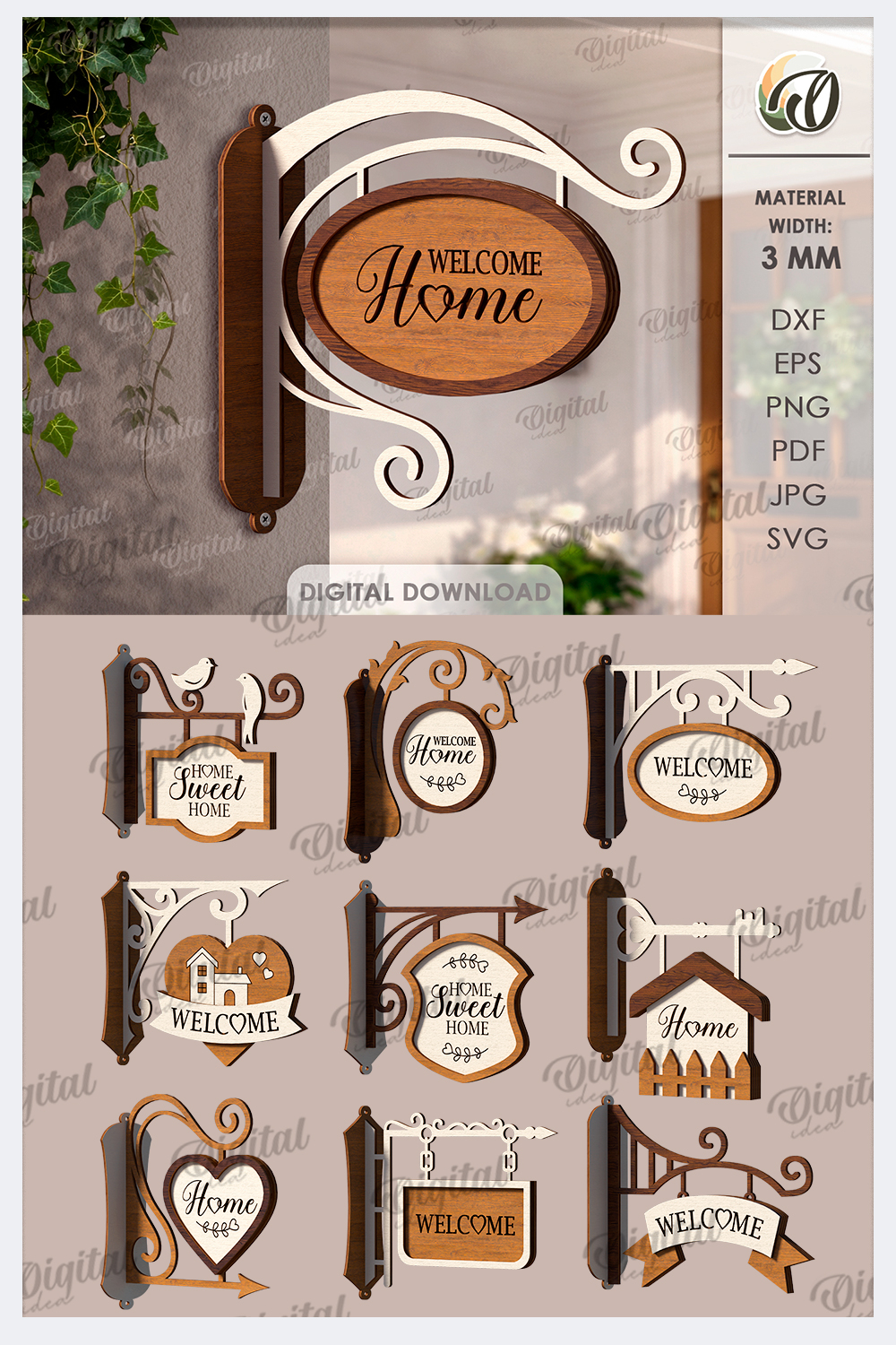 3D Welcome Home Wall Hangers Bunddle Lasercut. Home Sign SVG