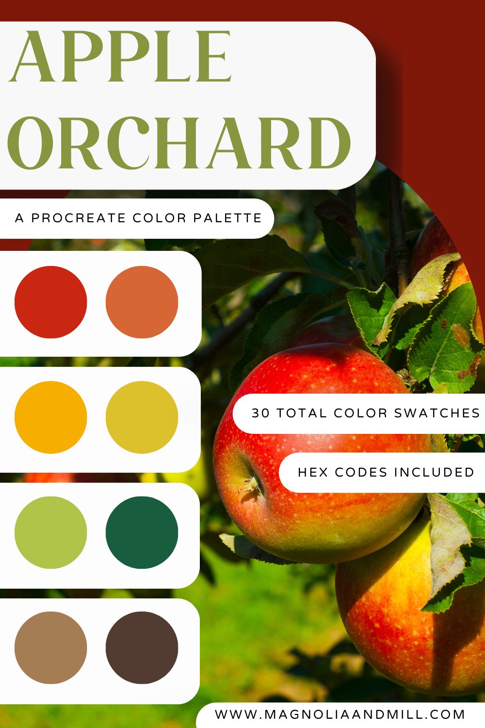 Apple Orchard Procreate Color Palette | HEX Codes Included