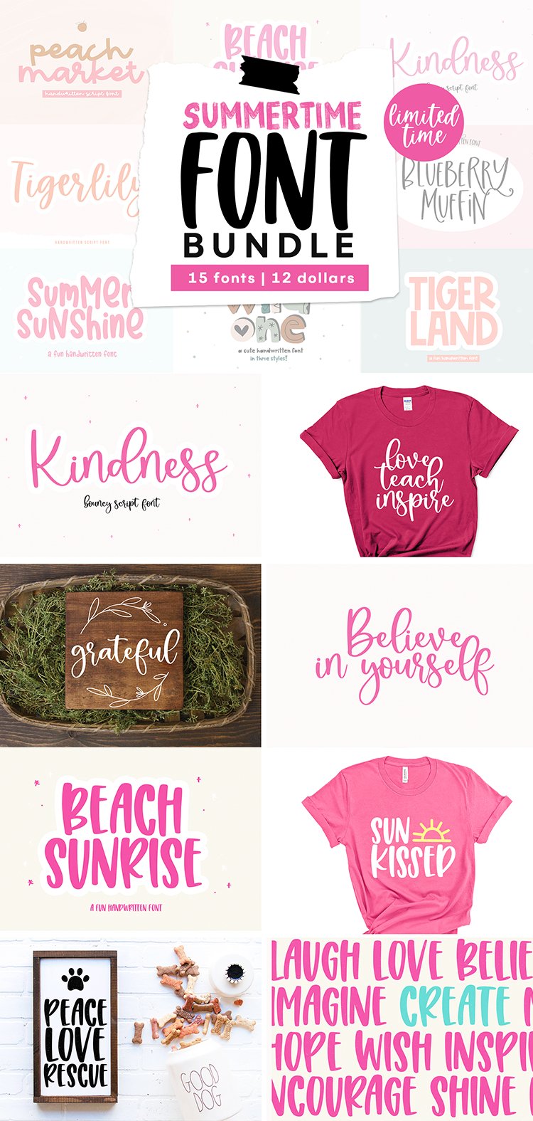Summer Font Bundle - Handwritten Fonts for Crafters!
