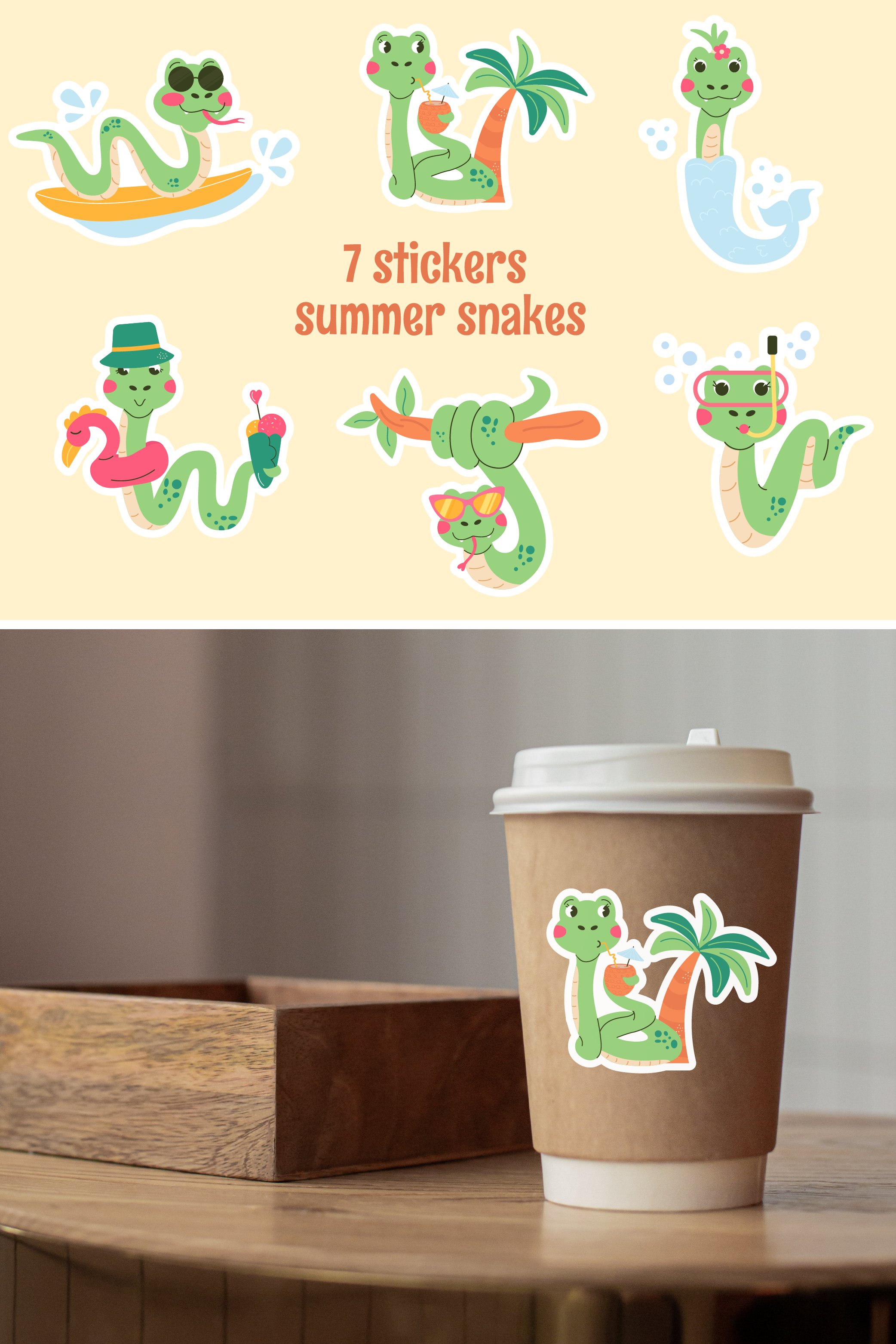 Cartoon sticker character summer snake