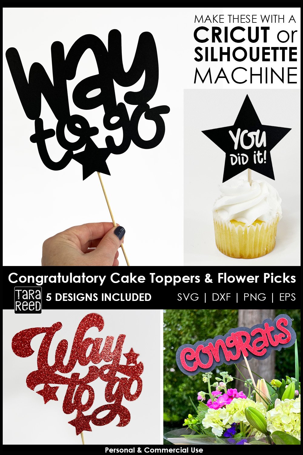 Congrats Cake Toppers and Flower Picks | Cake Topper Cricut
