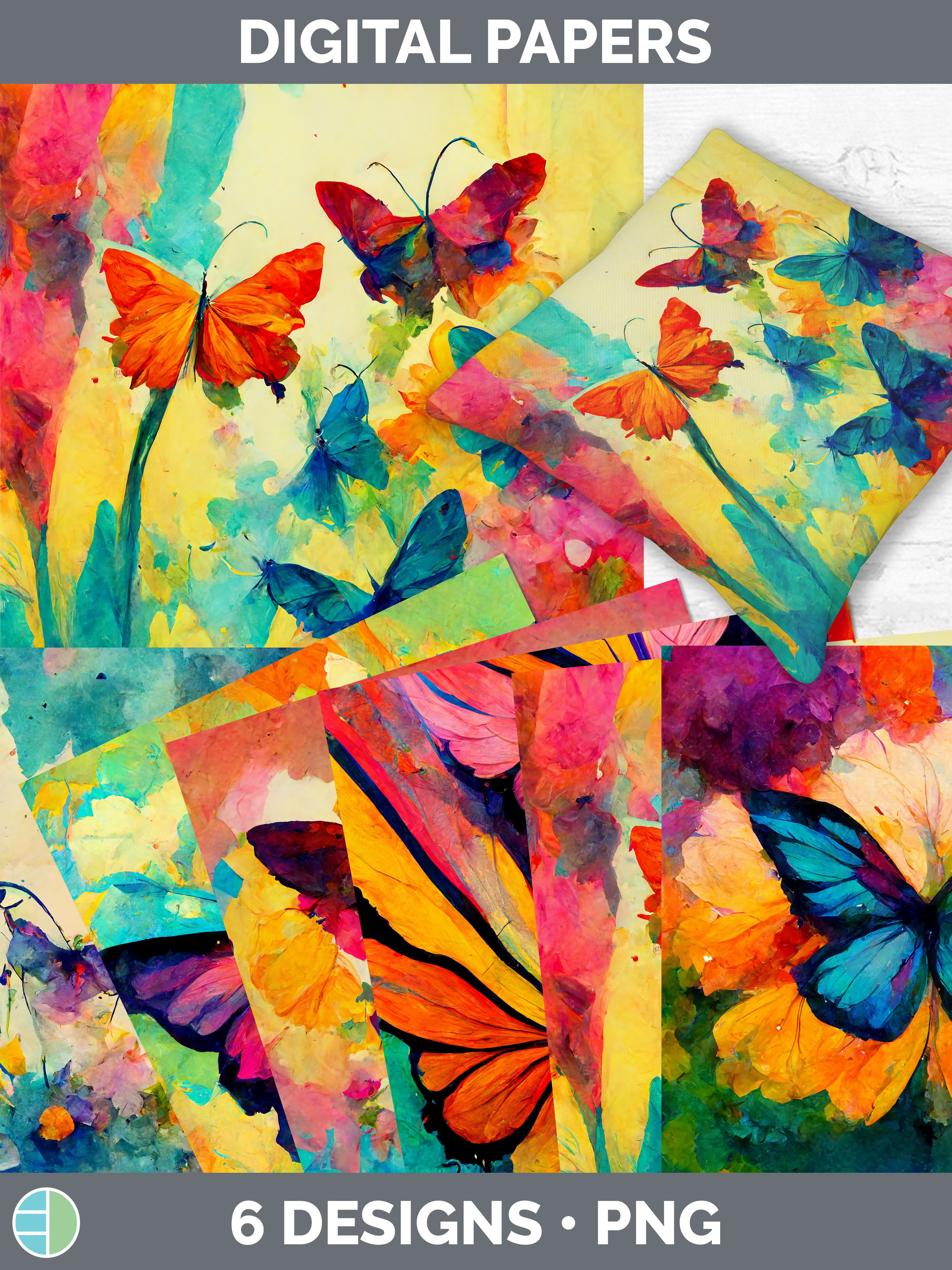 Watercolor Butterfly Backgrounds | Digital Scrapbook Papers