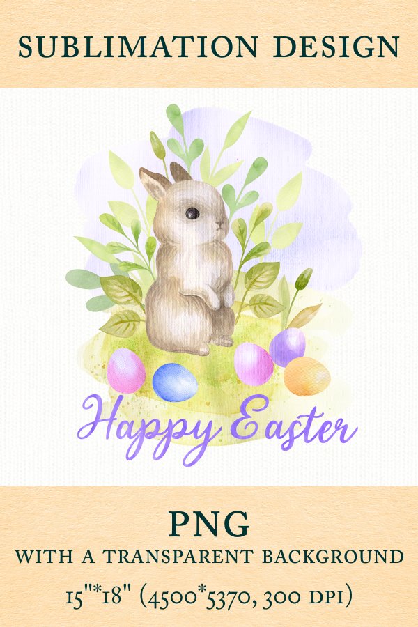 Happy Easter. Sublimation design with Bunny