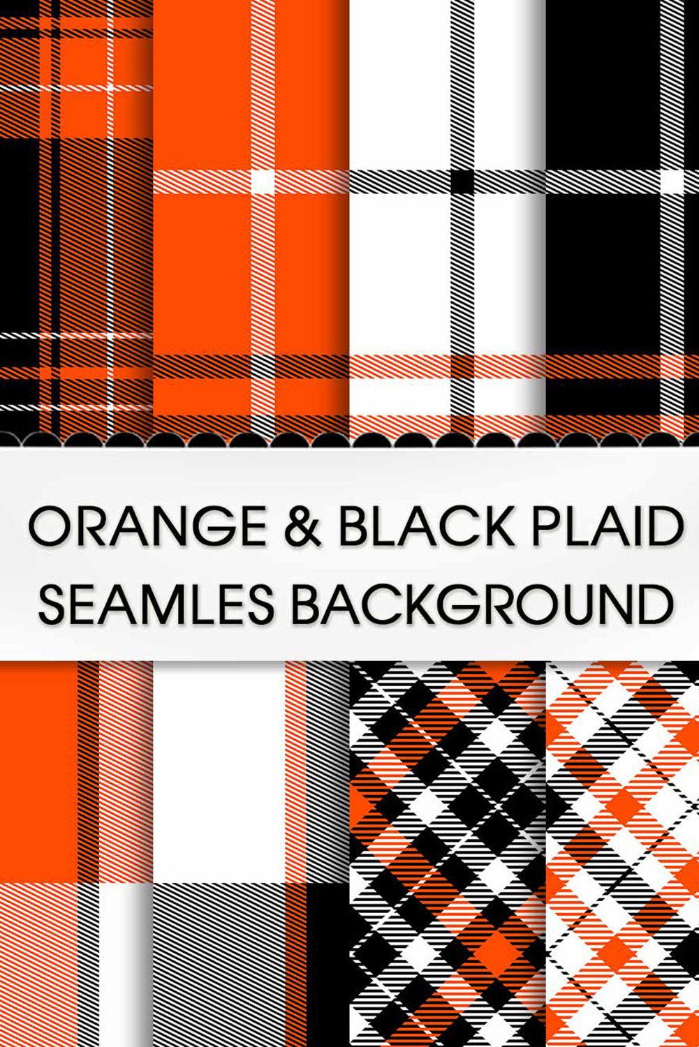 Plaid Orange and Black Digital Paper