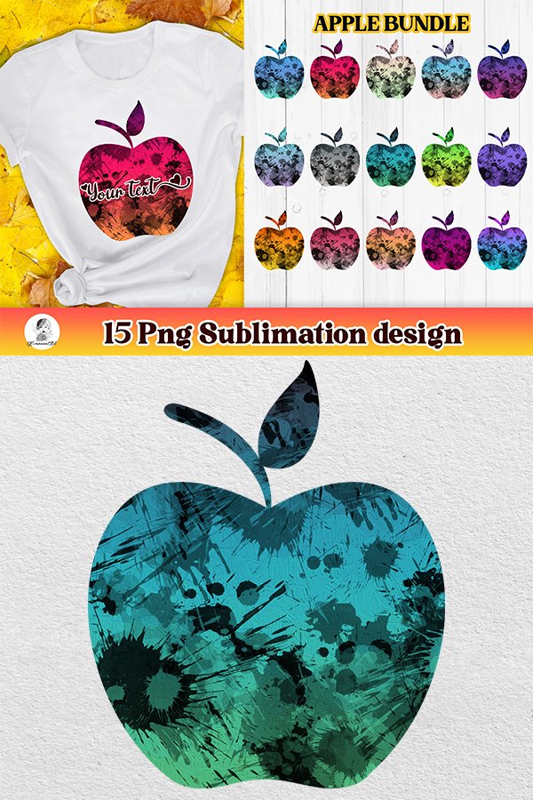 Teacher sublimation Bundle, Splash Apple PNG